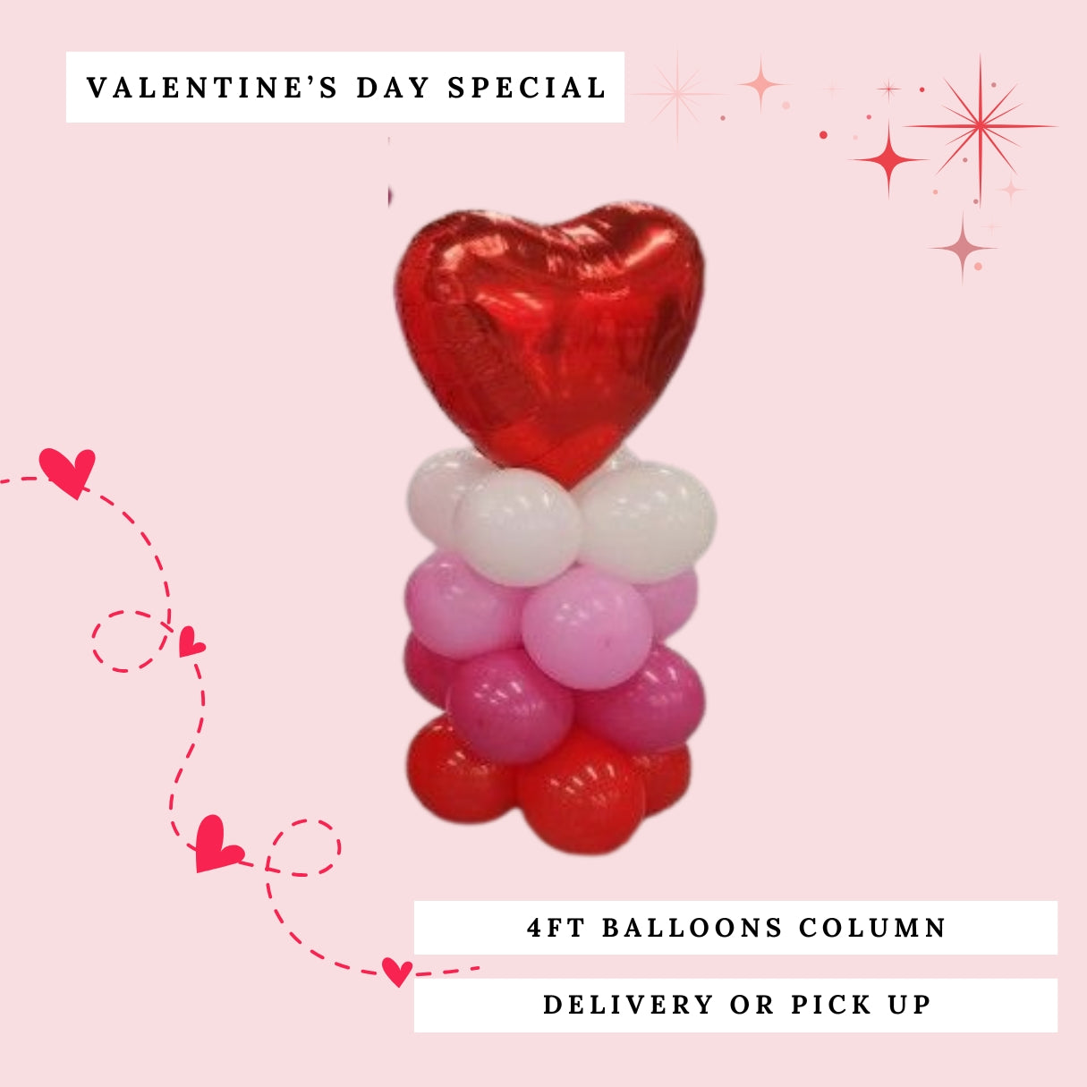 Valentine's Day - Balloons Column | Size 4ft (Grab & Go or Delivery ...